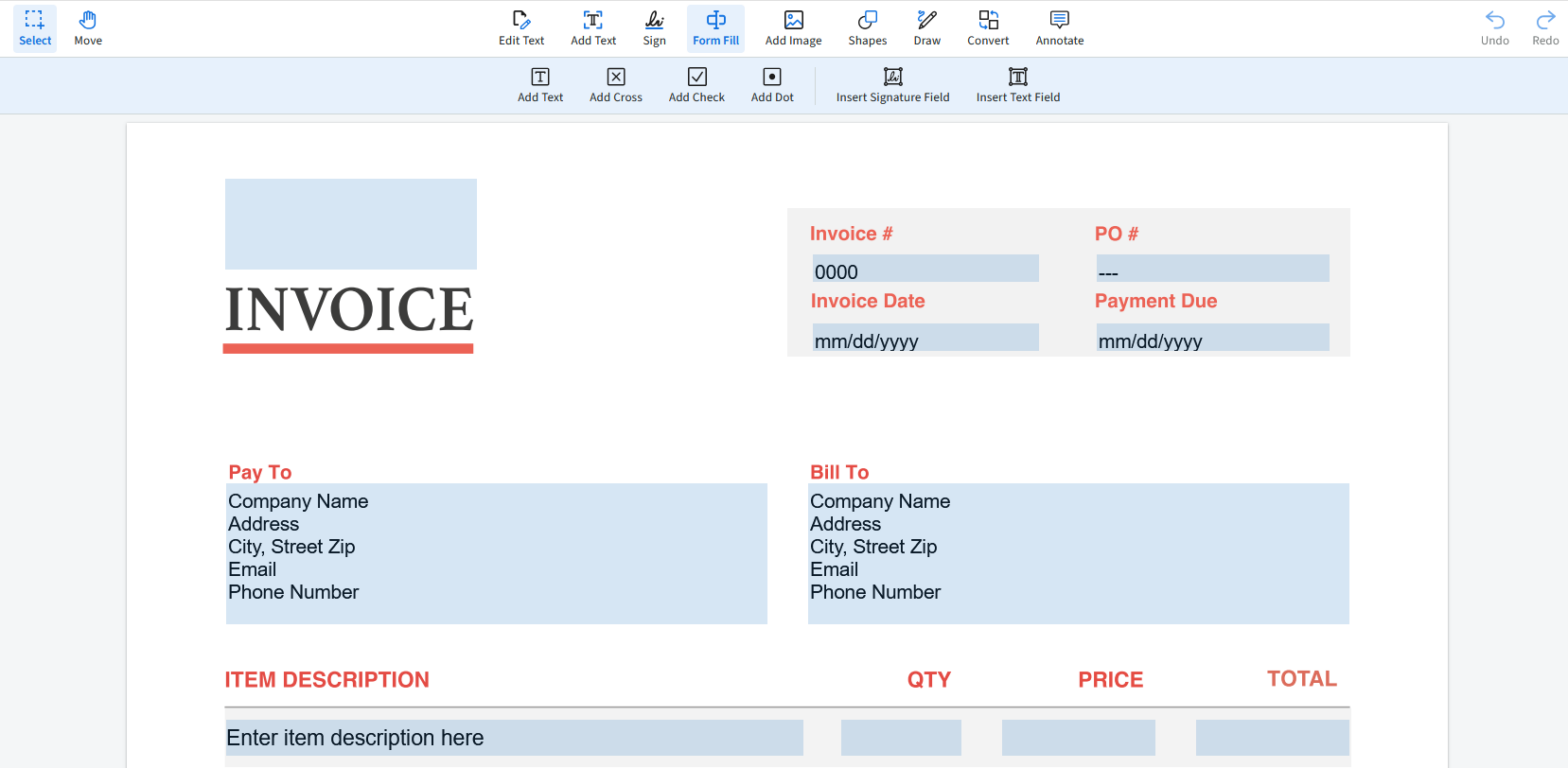 Free Invoice PDF Templates to Download or Edit Online