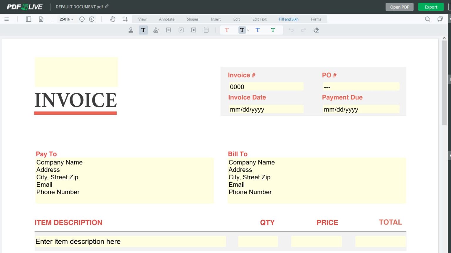 Free Invoice PDF Templates to Download or Edit Online